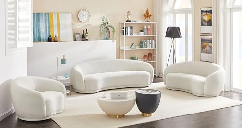Meridian Furniture 693Cream-S Hyde Collection Modern | Contemporary Boucle Fabric Upholstered Sofa, Cream, 89.5" W x 38" D x 27.5" H