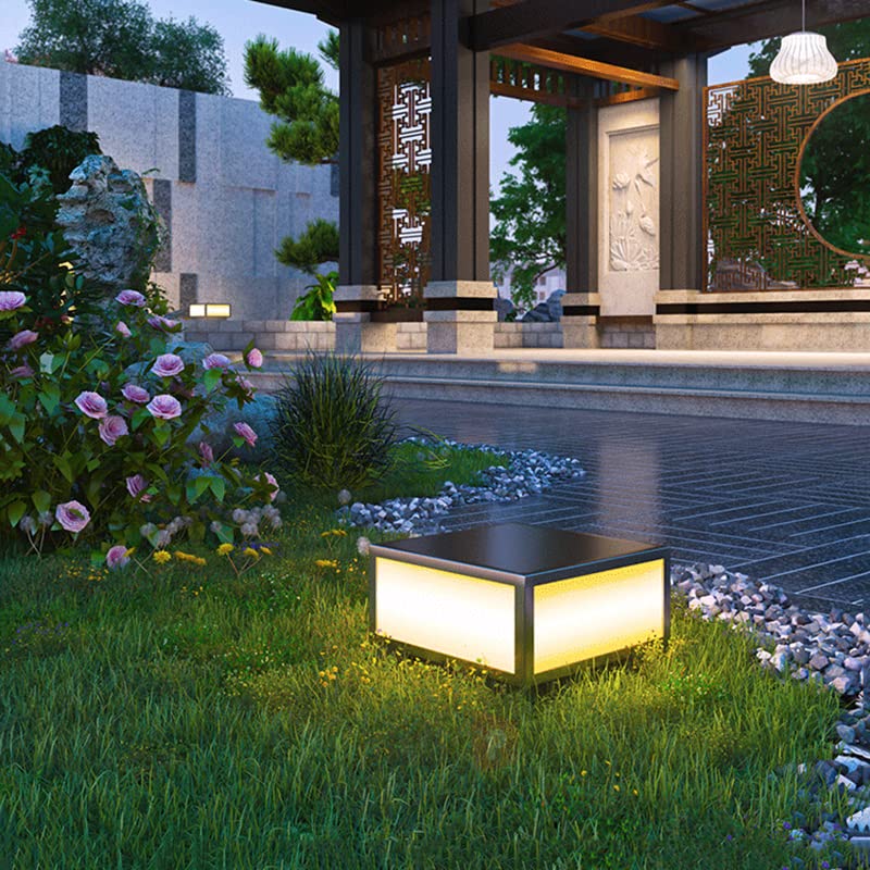 AILICIN Pillar Lamp Post Light, Tempered Glass Shade,Fence Deck Cap Light Lantern Column Lamp for Flat Surface Patio Garden Decoration with IP55 Waterproof E26 LED Bulb (Electric Powered)