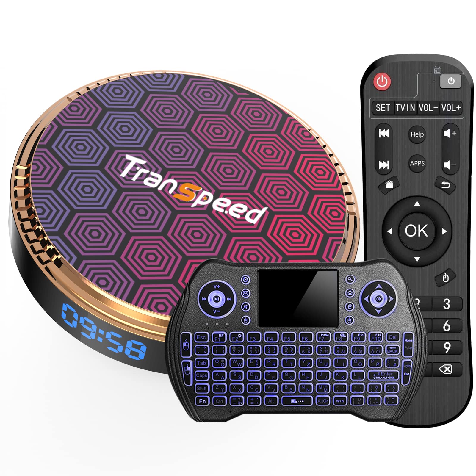 Android 12 TV Box Dual-Band WiFi 6 4GB 64GB TV Box Android 2022 H618 Chip Support 4K 6K HDR10 BT5.0 USB 2.0 with Mini Backlit Keyboard