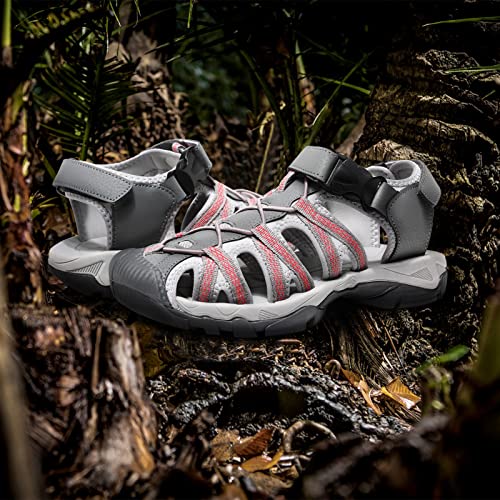 Anbenser Womens Athletic Outdoor Sandals Closed Toe Lightweight Adjustable Sport Hiking Sandals Non Slip Durable Greypink size 8