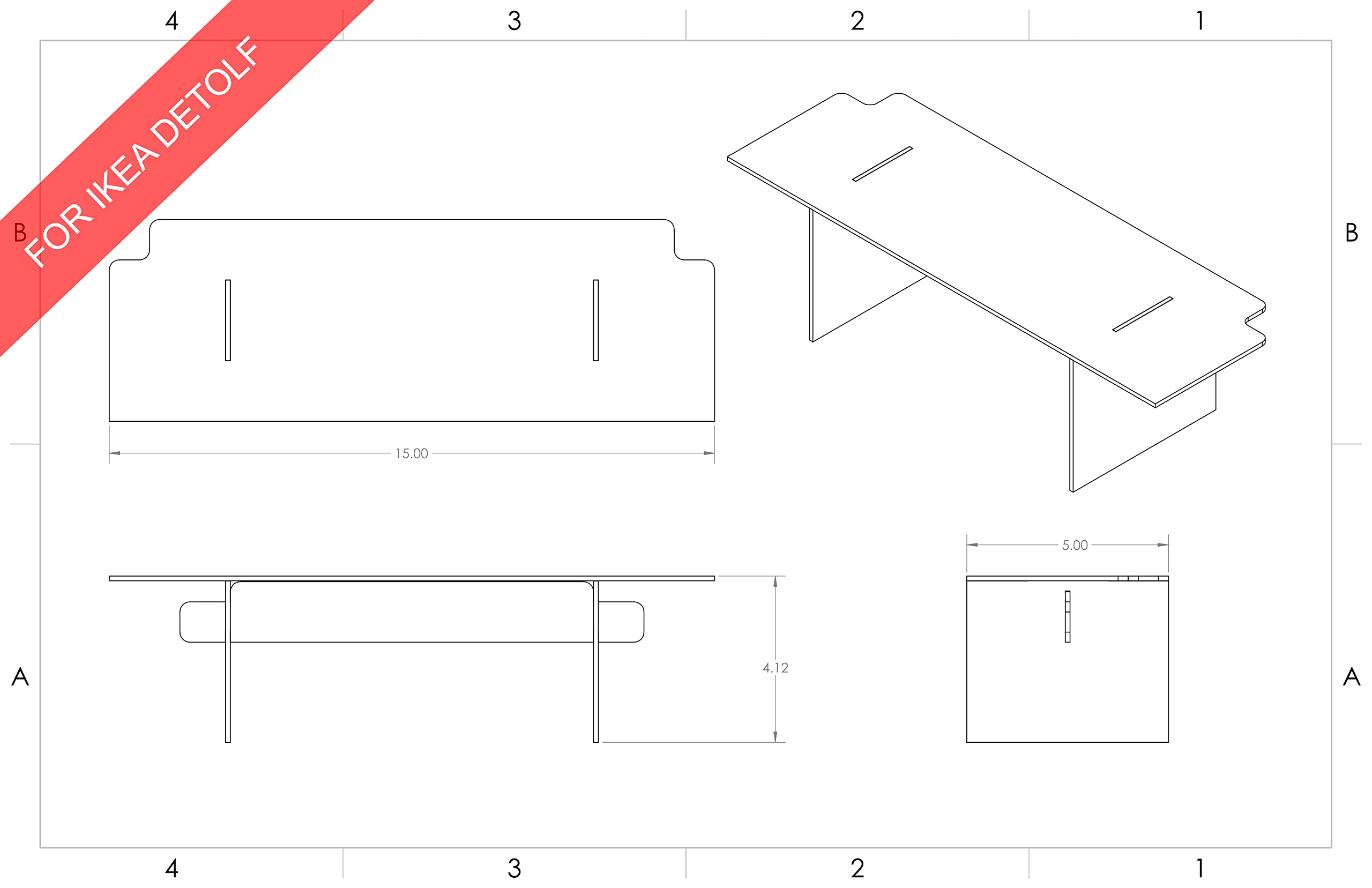Single Step Acrylic Raiser for IKEA Detolf (DD-100002A-1-1)