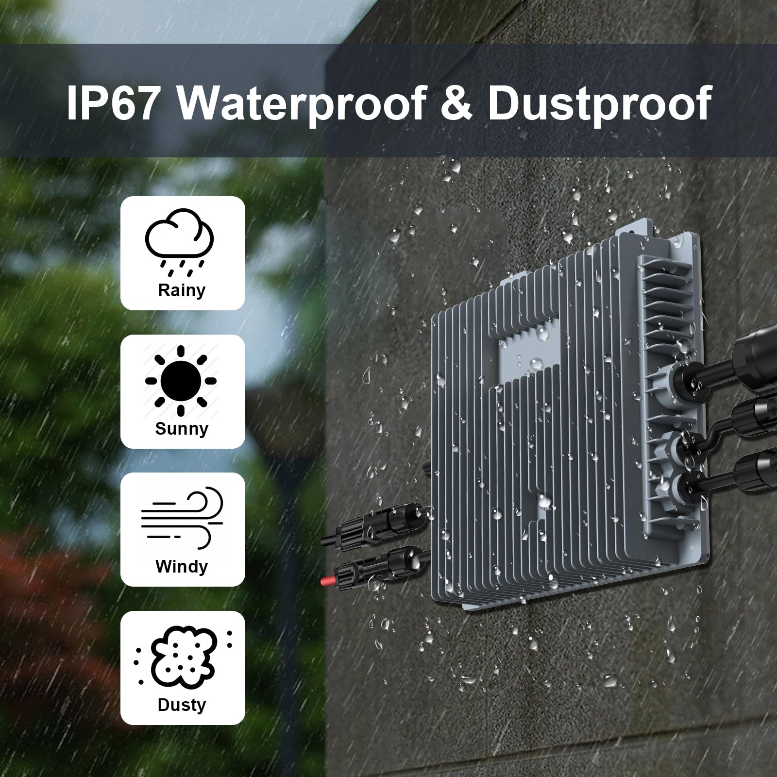 800W Micro Inverter, MPPT Grid Tie Solar Inverter with WiFi & App, DC to AC 240V 208V Micro Inverter, IP67 Waterproof Micro Inverters for 2 Solar Panels (US Plug)