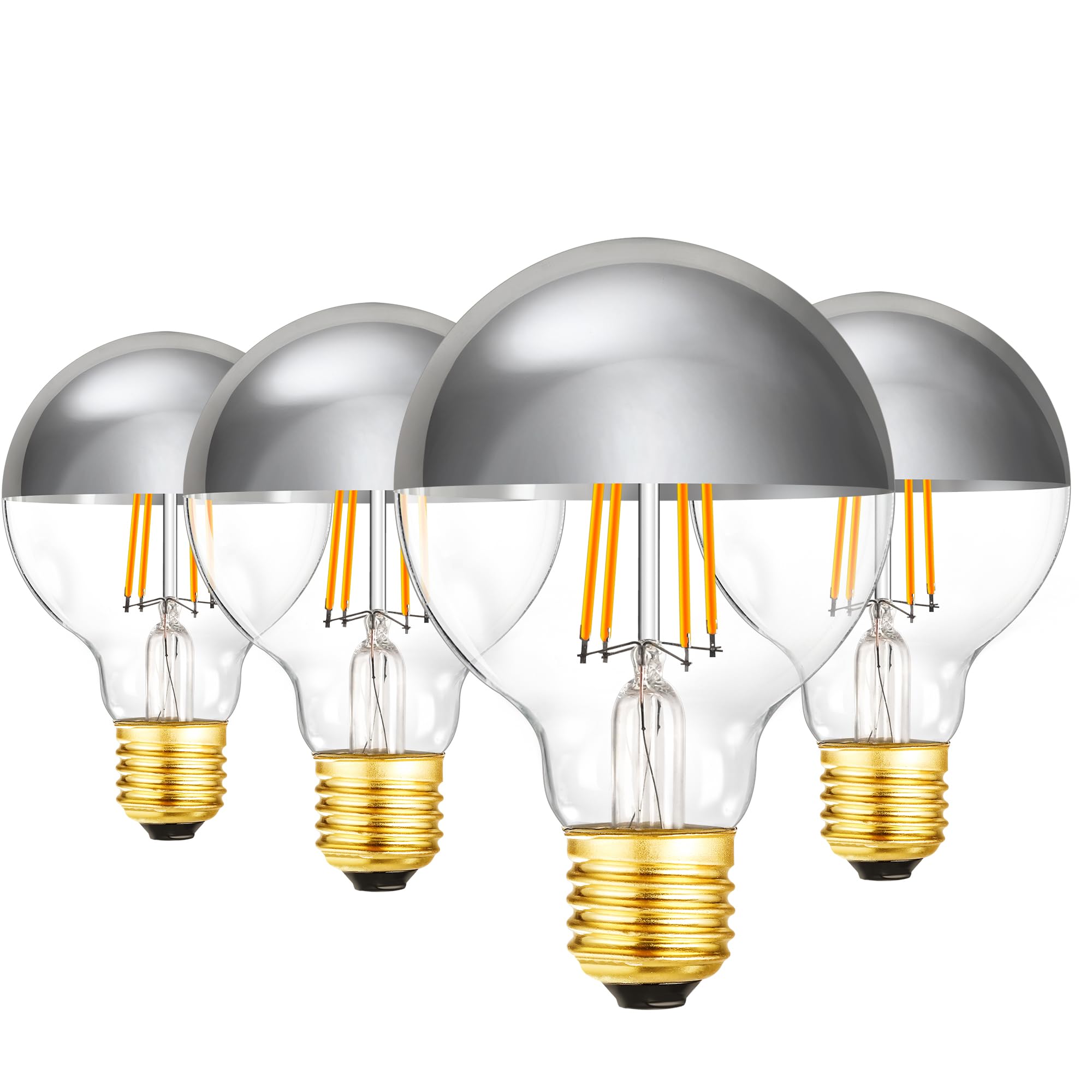 LVYE G25 LED Light Bulb E26 Base Matt Opal Porcelain Soft White 3000K Dimmable Edison 6W Led Globe Bulb,600LM,60 Watt Equivalent,Outside Frosted Glass,G80 Vintage LED Edison Globe Light Bulb,4 Pack.
