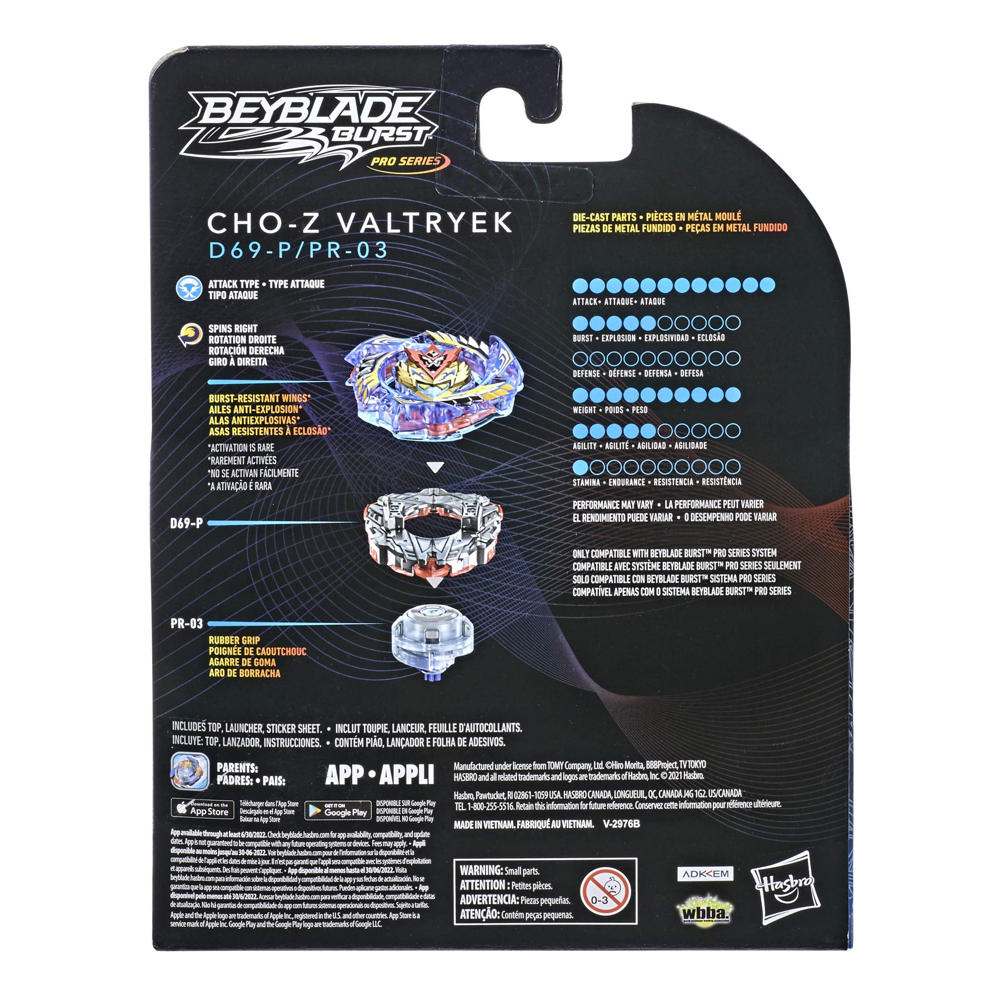 Beyblade Burst Pro Series Cho-Z Valtryek Spinning Top Starter Pack - Attack Type Battling Game Top with Launcher Toy