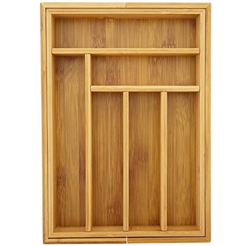 Heim Concept Drawer Organizer Bamboo Cutlery Tray Silverware Organizer/Utensil Holder, Drawer Dividers Organizer for Silverware, Flatware, Knives in Kitchen