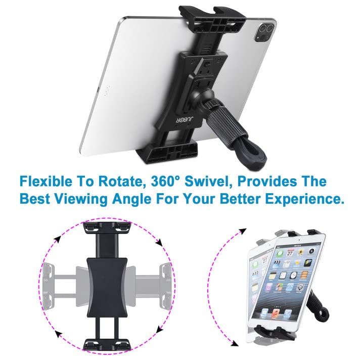 JUBOR Tablet Holder, Bike ipad Holder Stand for Indoor Gym Treadmill, Stationary Bicycle and Spin Exercise Bike, Tablet Mount Clamp for iPad Pro 12.9, Mini, Air, Galaxy Tabs and 4.7-12.9" Devices