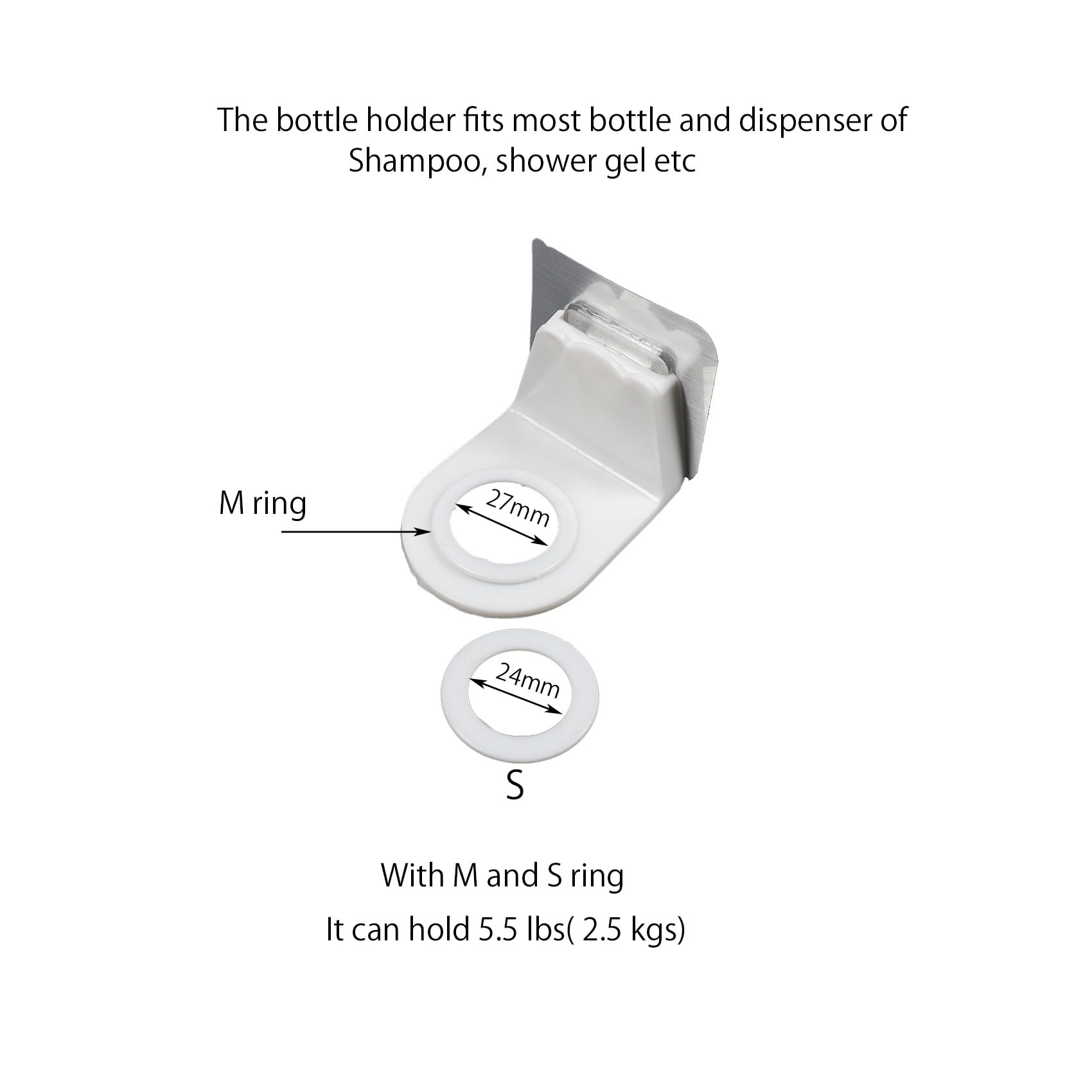 Ahijklmn Adhesive Bottle Holder,Self Adhesive Shower Gel Bottle Rack Plastic Sticky Shampoo Bottle Hook Holders Bracket Wall Mounted Hanging Shelf for Bathroom Dispensers