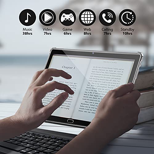 Android 11.0 Tablet, 2 in 1 Tablet 10.1 inch, 4G Cellular Tablet with Keyboard, Octa-Core, 64GB Storage, 4GB RAM, Mouse, Stylus, Case, Support Dual Sim Card, 13MP Camera, WiFi, Bluetooth, GPS (Black)