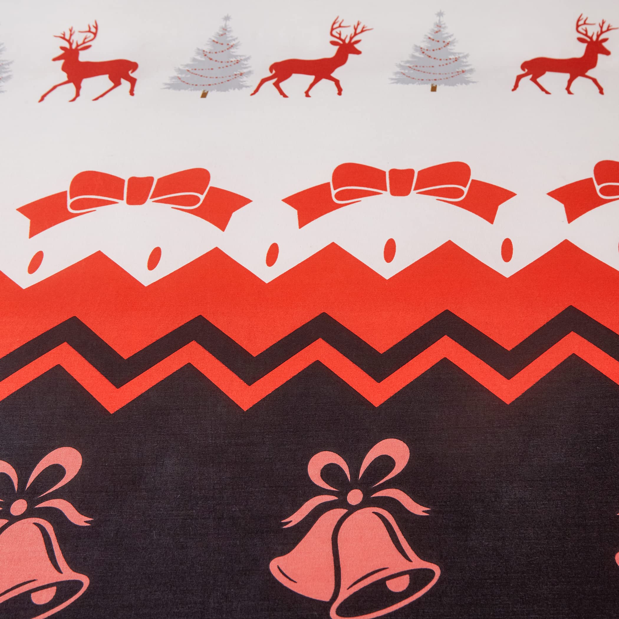 LAMEJOR Christmas Duvet Cover Set Queen Size Soft, Christmas Theme Reindeers/Bells/Christmas Trees Pattern Holiday Decor, 1 Duvet Cover+2 Pillow Cases