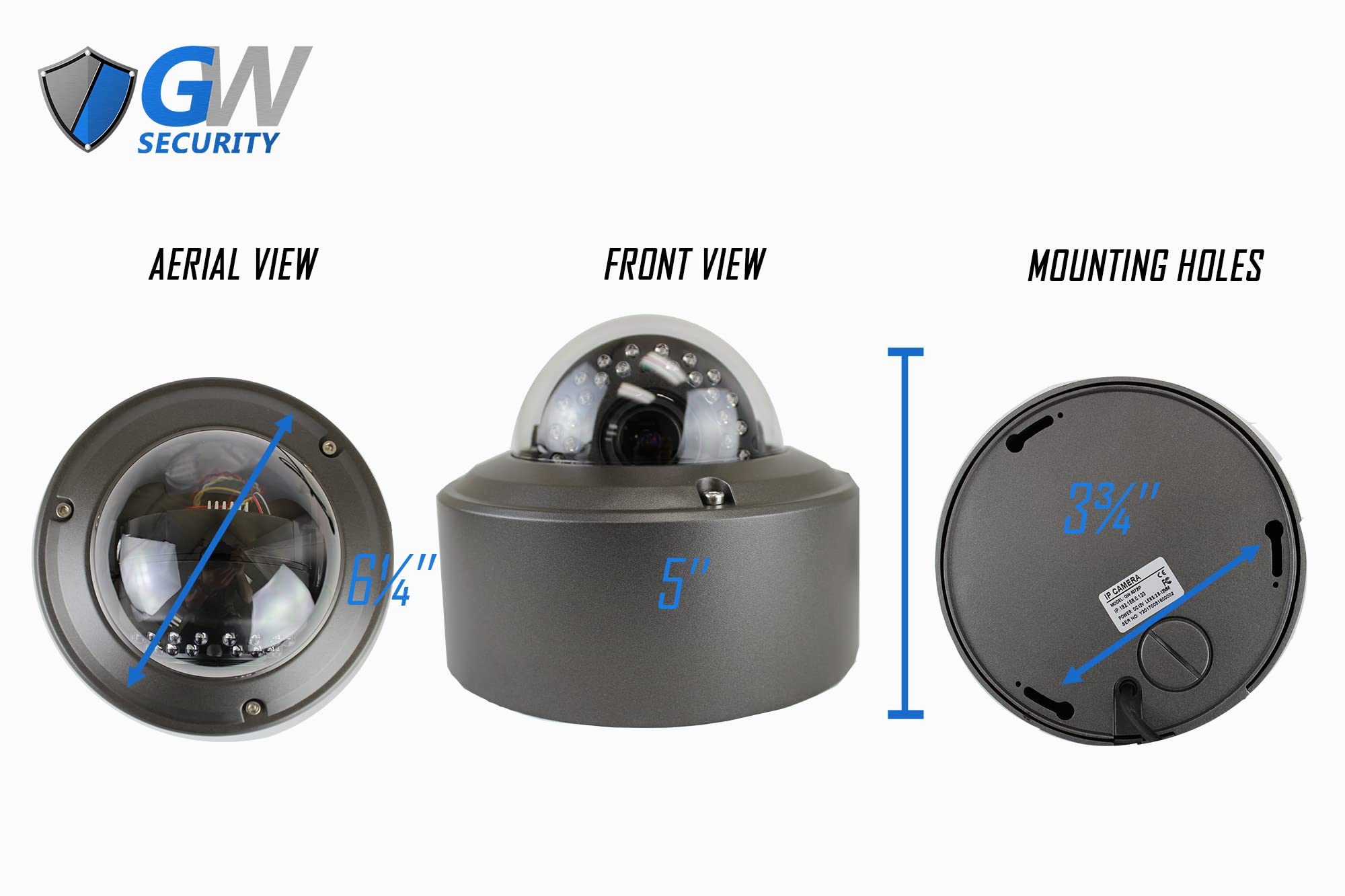 GW Security 5MP H.265 Super HD 2592 x 1920P Network PoE Weatherproof Security IP Dome Camera with 2.8-12mm Motorized Zoom Lens (VD5075MIP)