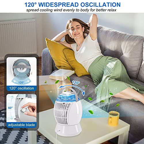 Azoiito Portable Air Conditioner Fan with Remote Control,Personal Evaporative Air Cooler with 3 Wind Speed& 3 Spray Mode,120° Oscillation Cooling Fan with Humidifier for Room,Office,Desk,Bedroom