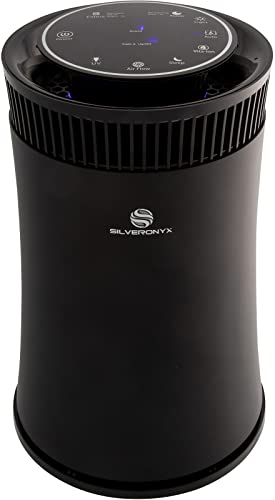 HEPA Air Purifiers for Home, Large Room Air Cleaner, Air Purifier for Bedroom, H13 True HEPA Filter Removes Odor, Pets Dander, Dust, Smoke, Pollen, For Office & Living Room - SilverOnyx 5-Speed Black
