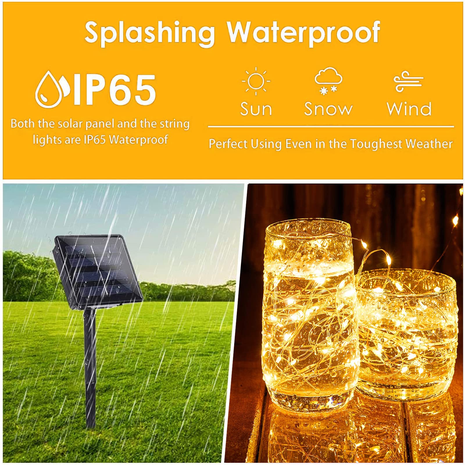 BHCLIGHT Purple Solar Halloween Lights,2-Pack Each 72FT 200 LED Solar String Lights with 8 Lighting Modes, Waterproof Solar Outdoor Halloween Decorations (Purple)