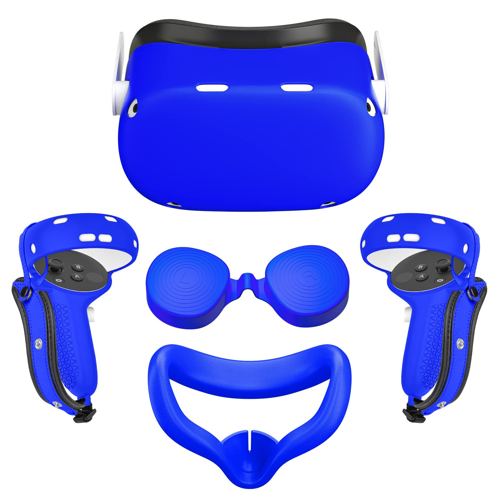 Accessories for Oculus Quest 2, YIZEIJOB 4 in 1 VR Silicone Cover Skin Set- Including VR Headset Cover, Two Quest2 Controllers Grips Cover, Anti-Sweat Face Pad, and Oculas VR Lens Protector-Red