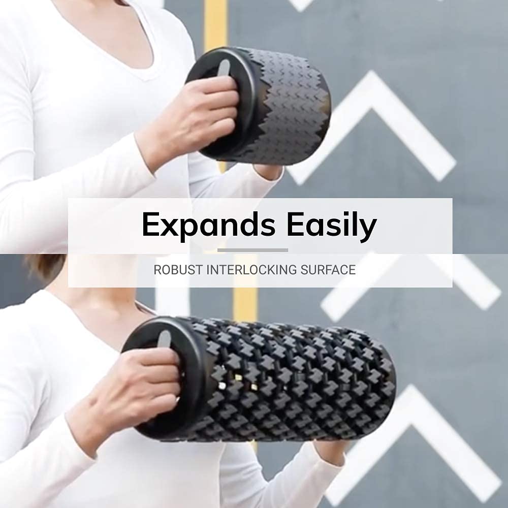 Acies Ideal Collapsible Foam Roller for Travel & Exercise - Deep Tissue Foam Roller for Muscles and Back, Compact Travel Massage Roller Tube for Muscles Myofascial Release (Black)