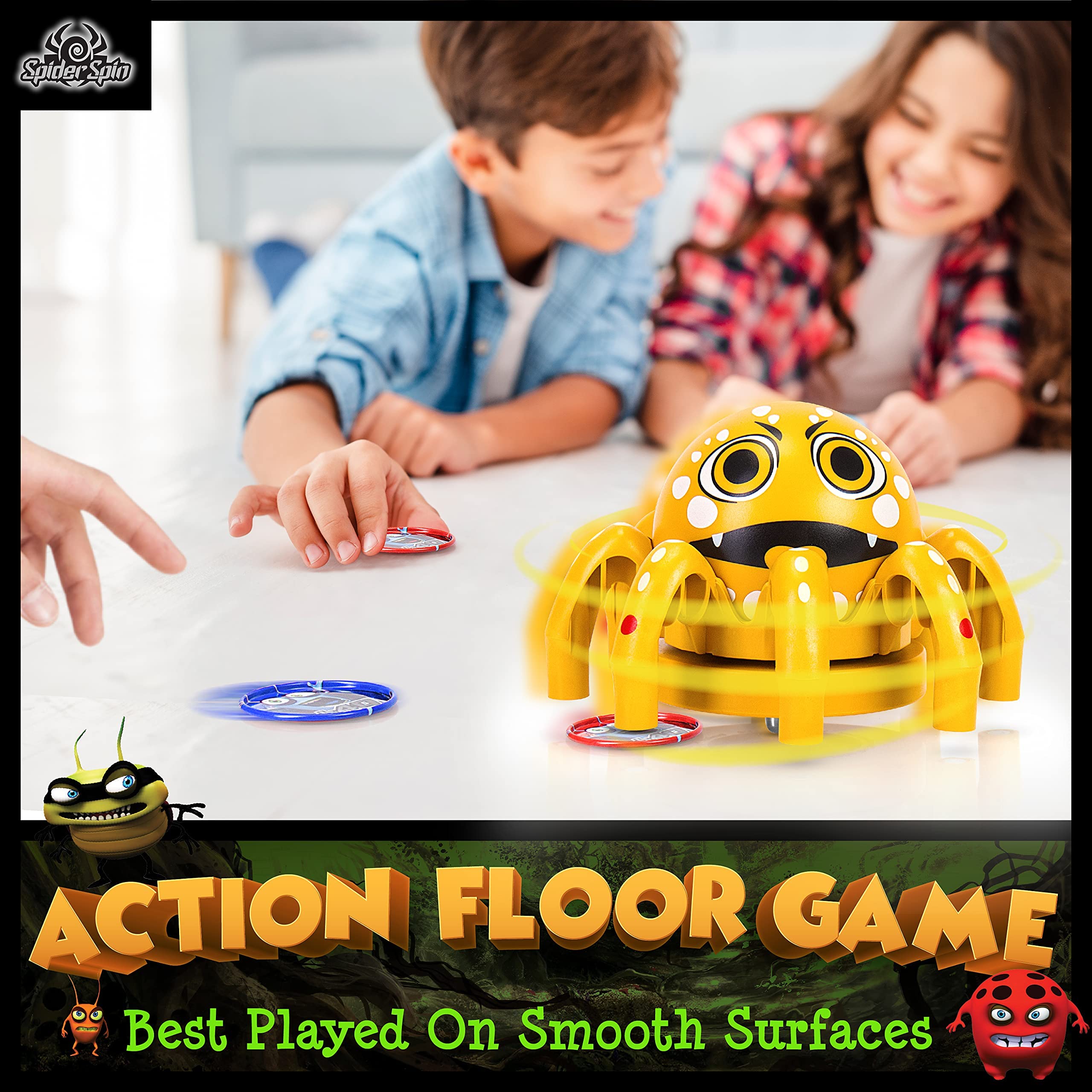 Catchup Toys Spider Spin Game Toy: Kids Magnetic Spin Catch Spider Grabs 10 Added Discs, Choose Cute Evil Design, Multi-Play Levels, STEM, Boys Ages 7+