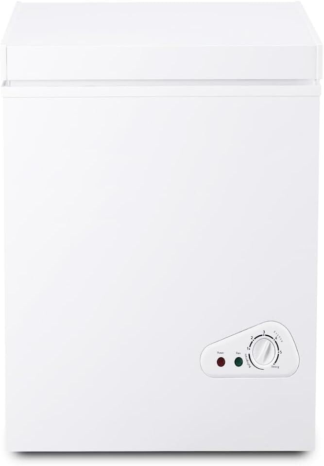 Fcicarn Compact Chest Freezer, 3.5 Cu.Ft. Mini Deep Freezer with Wire Shelves and Divider, Front Vent Control, White
