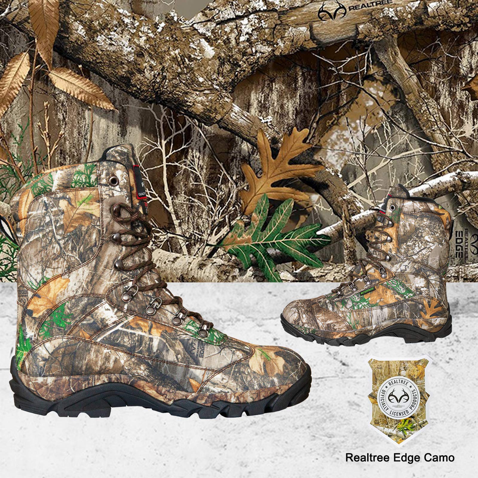 8 Fans Hunting Boots 9 Inch Lightweight Hiking Boots with 800G Thinsulate Insulation with Memory Foam Insole Camo Boots for Men Size 11