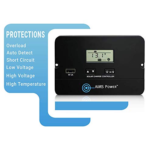 AIMS Power Flush Mount 10 Amp Solar Charge Controller 12/24V PWM