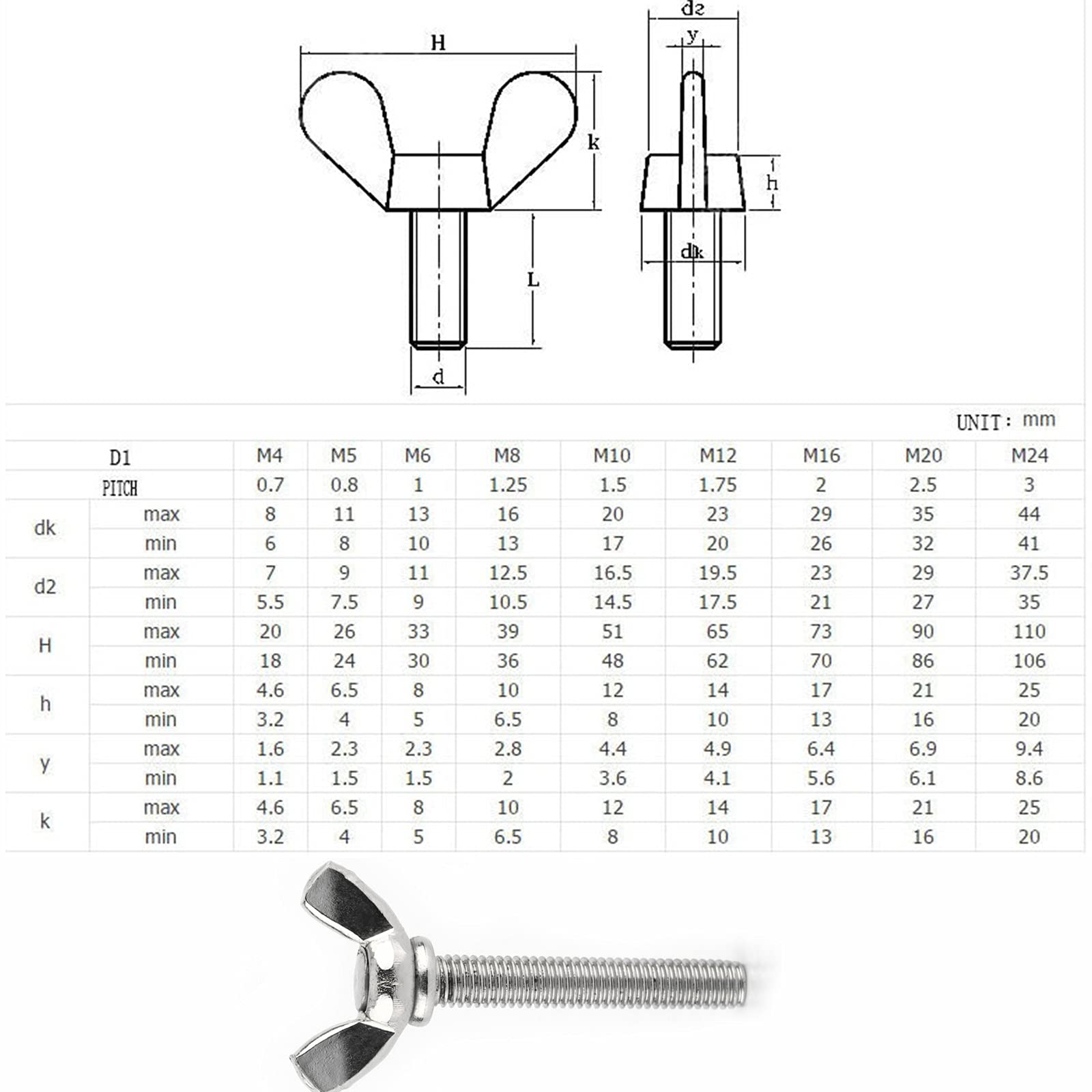 Pack of 5PCS M5 Metric Wing Bolt, 304 Stainless Steel Wing Butterfly Screws Bolts Wing Bolt Machine Fastener (M5 x 40mm)
