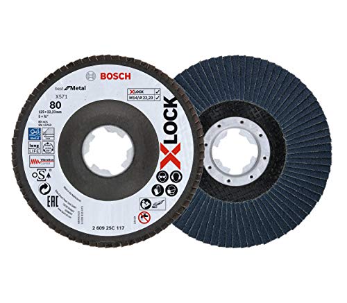 Bosch Professional 260925C117 Flap Disc (X-Lock, Ø 125 mm, grit Size K80, bore Ø 22.23 mm, Angle Grinder Accessories)