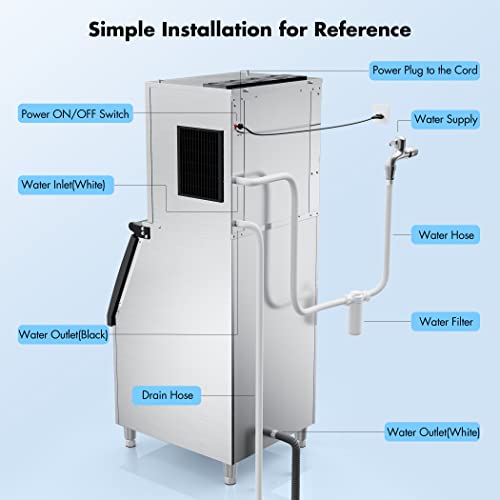 Coolski Commercial Ice Maker Machine 350LB/24H, 22'' Air Cooled Ice Machine Commercial Clear Cube/Efficient Cooling/Durable Construction, Ideal for Restaurants/Bars/Hotels, ETL Approved
