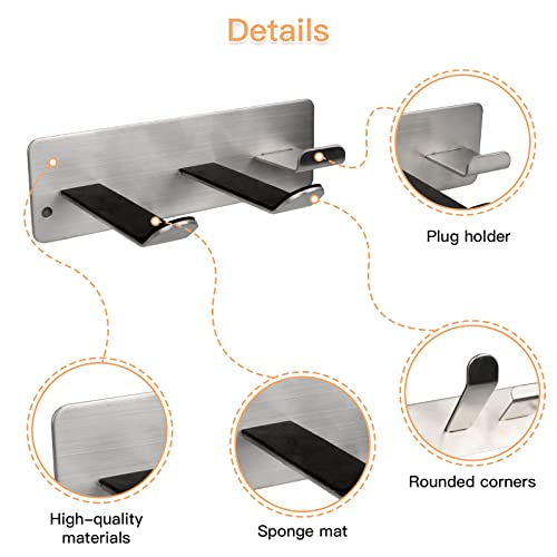 Blow Dryer Holder Wall Mount, Yimerlen Hair Dryer Holder Compatible with Dyson Hair Dryers for Bedroom and Bathroom (Silver)