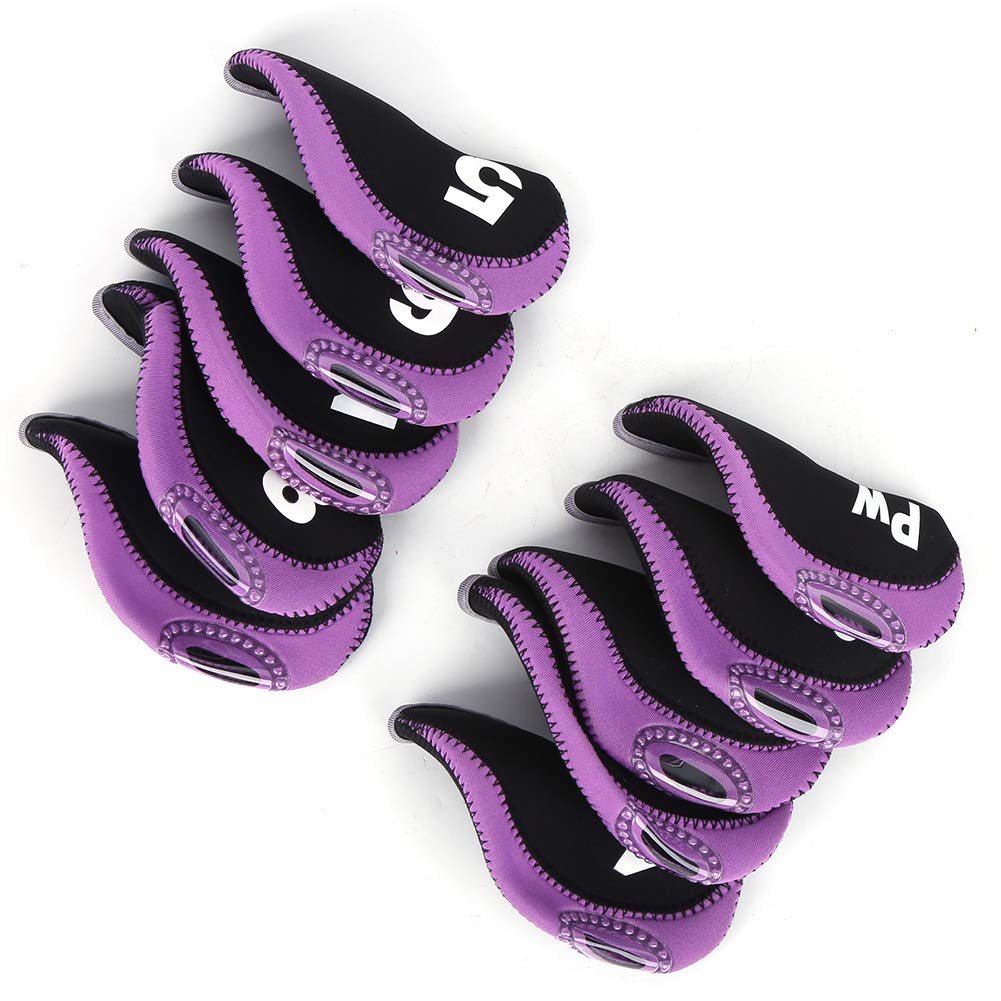 Accessory, Black Purple Number 10PCS Universal Putter Headcover Soft for Outdoor