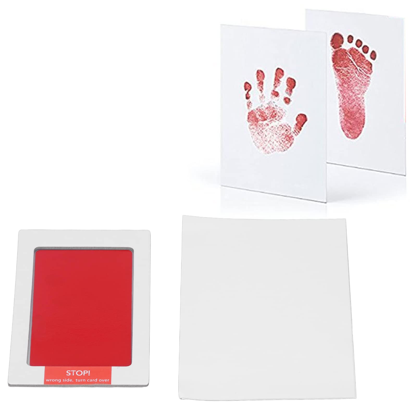 Agatige Footprint Ink Pad, Safe Baby Hand and Footprint Kit for Newborn New Mom Gift(Red)