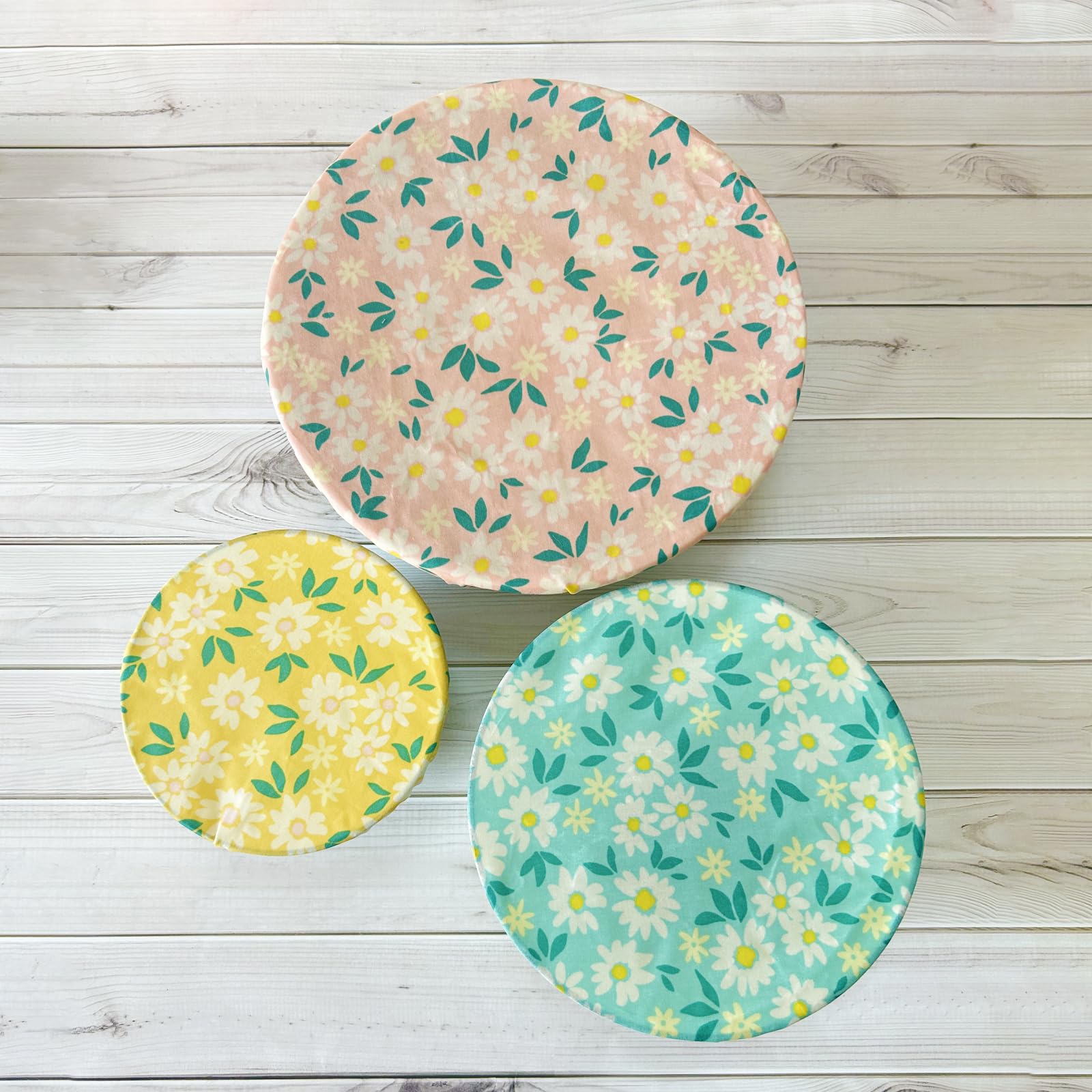 Beeswax Bowl Covers Reusable in 5 Size Stretch Cloth Fabric, Elastic Food Storage Covers Cotton Bread Bowl Covers Reusable Lids for Food, Fruits, Leftover