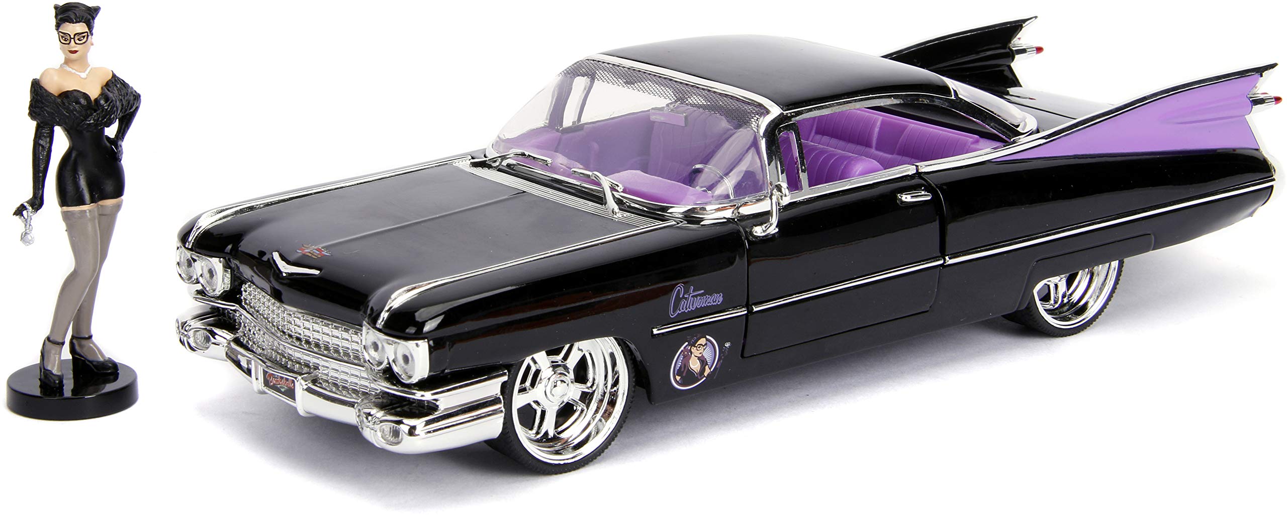 DC Comics Bombshells Catwoman & 1959 Cadillac Die-cast Car, 1:24 Scale Vehicle & 2.75" Collectible Figurine 100% Metal