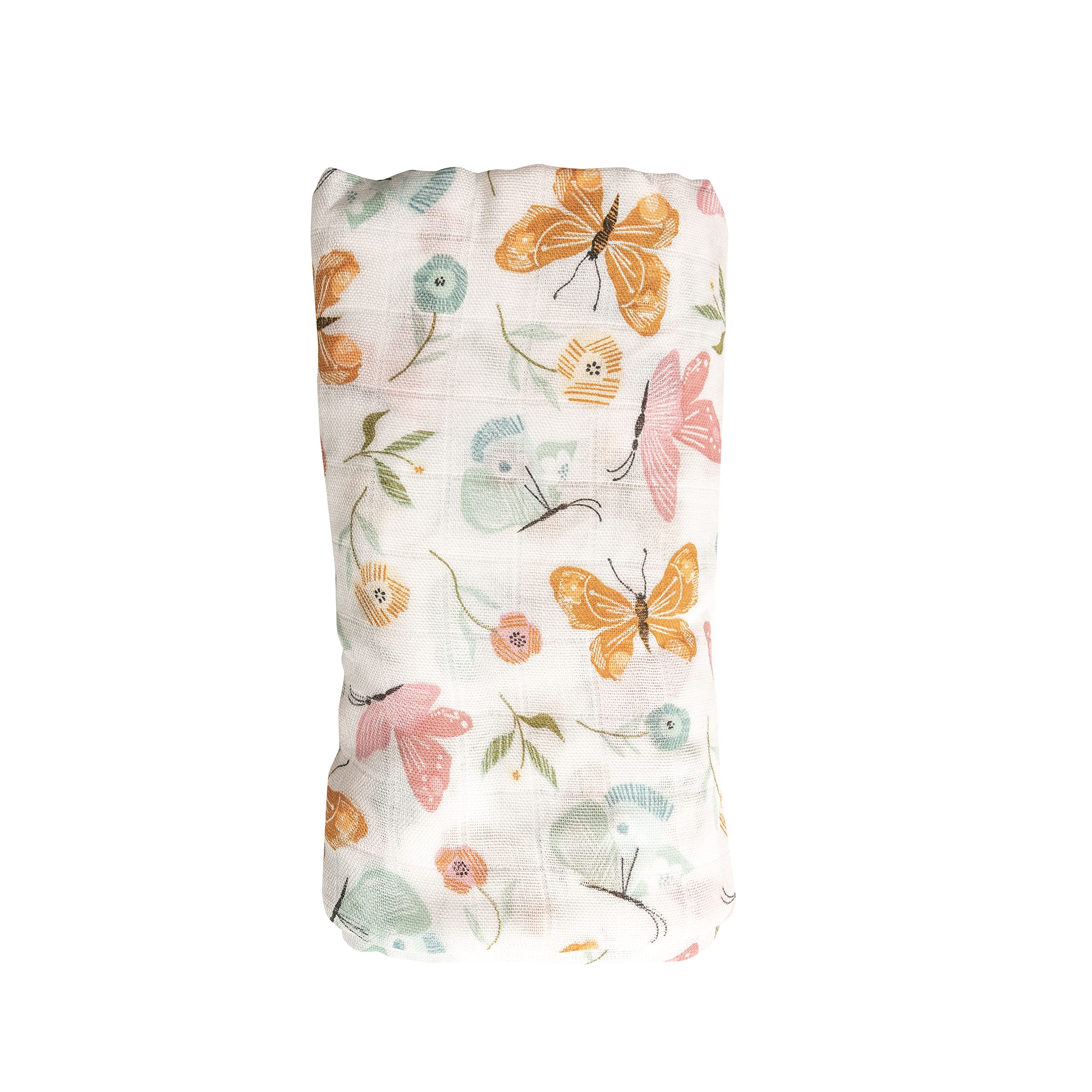 Angel Dear Pretty Butterflies/White Swaddle Blanket O-S