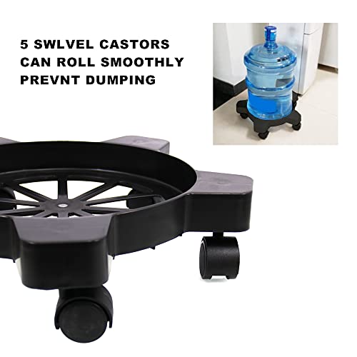CNQLIS 5 Gallon Bucket Dolly with 5 Smooth-Rolling Swivel Casters,75 lbs,No Tip or Spilling for 5 Gallon Bucket and Flowerpot,11" Inside Diameter,Black (2Pcs)