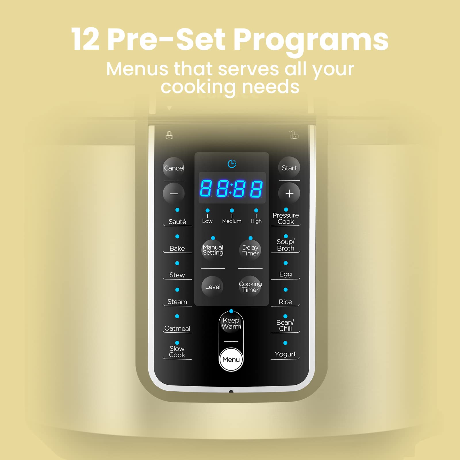 COMFEE’ 6 Quart Pressure Cooker 12-in-1, One Touch Kick-Start Slow Cooker & Rice Cooker, 6-in-1 Stainless Steel Multi Cooker, 2 QT, 8 Cups Cooked(4 Cups Uncooked), Brown Rice, 6 One-Touch Programs