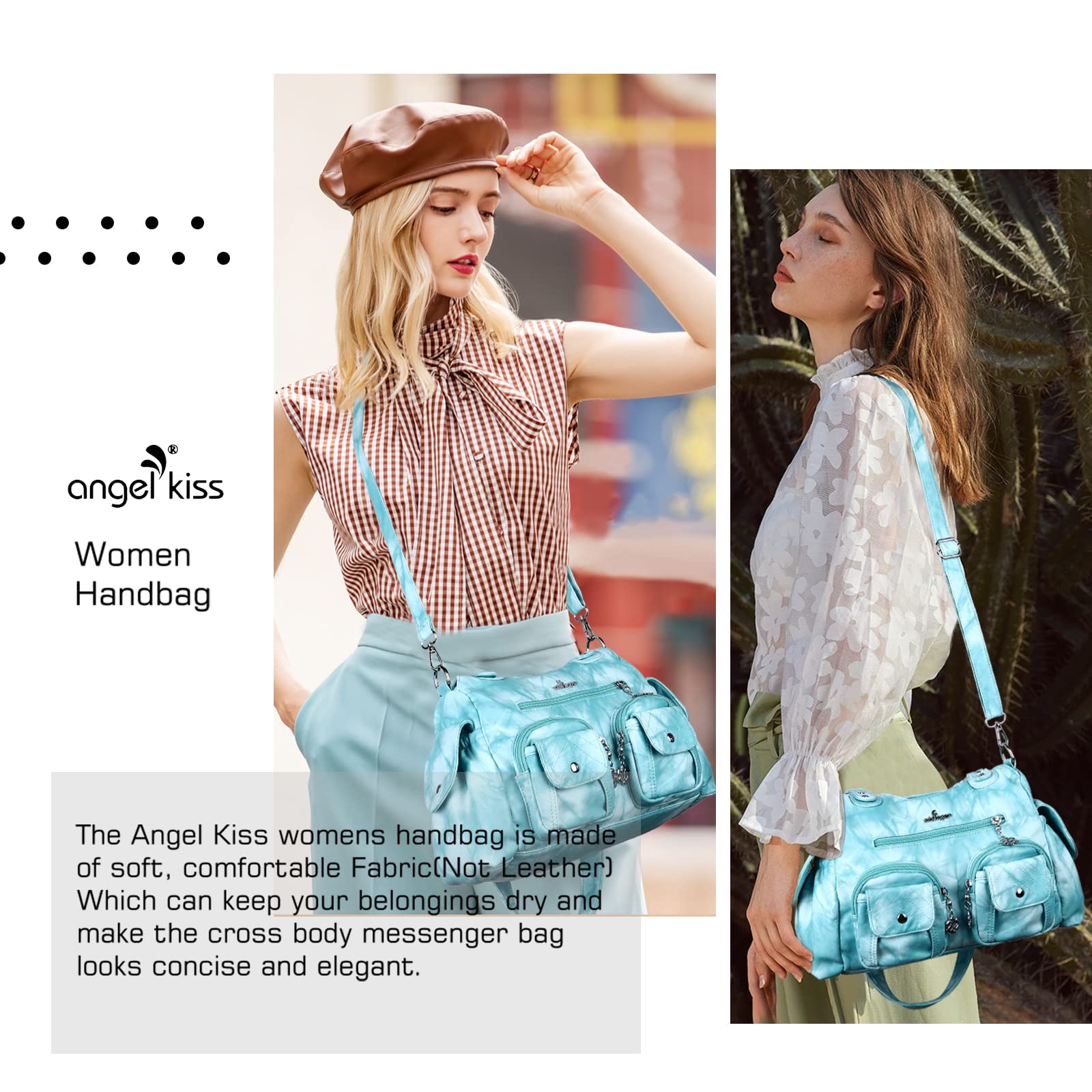 Angel Kiss Handbags for Women Hobo Bags for Large Tote Bag Soft PU Leather Multi-Pocket Shoulder Bag Top Handle Handbag