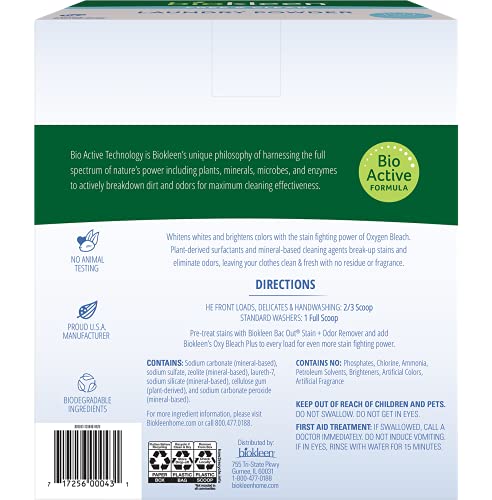 Biokleen Free & Clear Natural Laundry Detergent - 150 Loads - Powder, Concentrated, Eco-Friendly, Plant-Based, No Artificial Fragrance or Preservatives, Free & Clear
