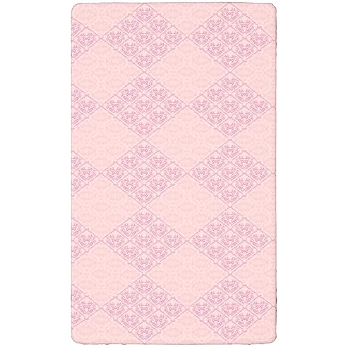 Damask Themed Fitted Crib Sheet,Standard Crib Mattress Fitted Sheet Soft & Stretchy Fitted Crib Sheet - Baby Sheet for Boys Girls,28β x52β,Peach Pink