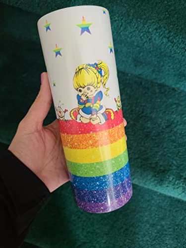80s Rainbow Girl 20oz color changing/glow in the dark Tumbler with lid and straw