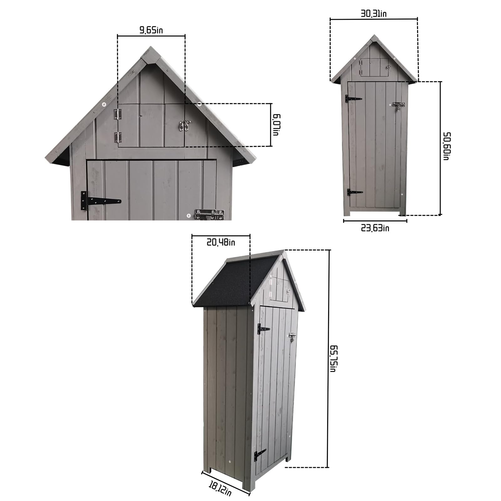 Urparcel Outdoor Storage Shed,Multifunctional Outside Tool Shed with Waterproof Asphalt Roof,Vertical Organizer Cabinet with Lockable Doors for Garden and Yard