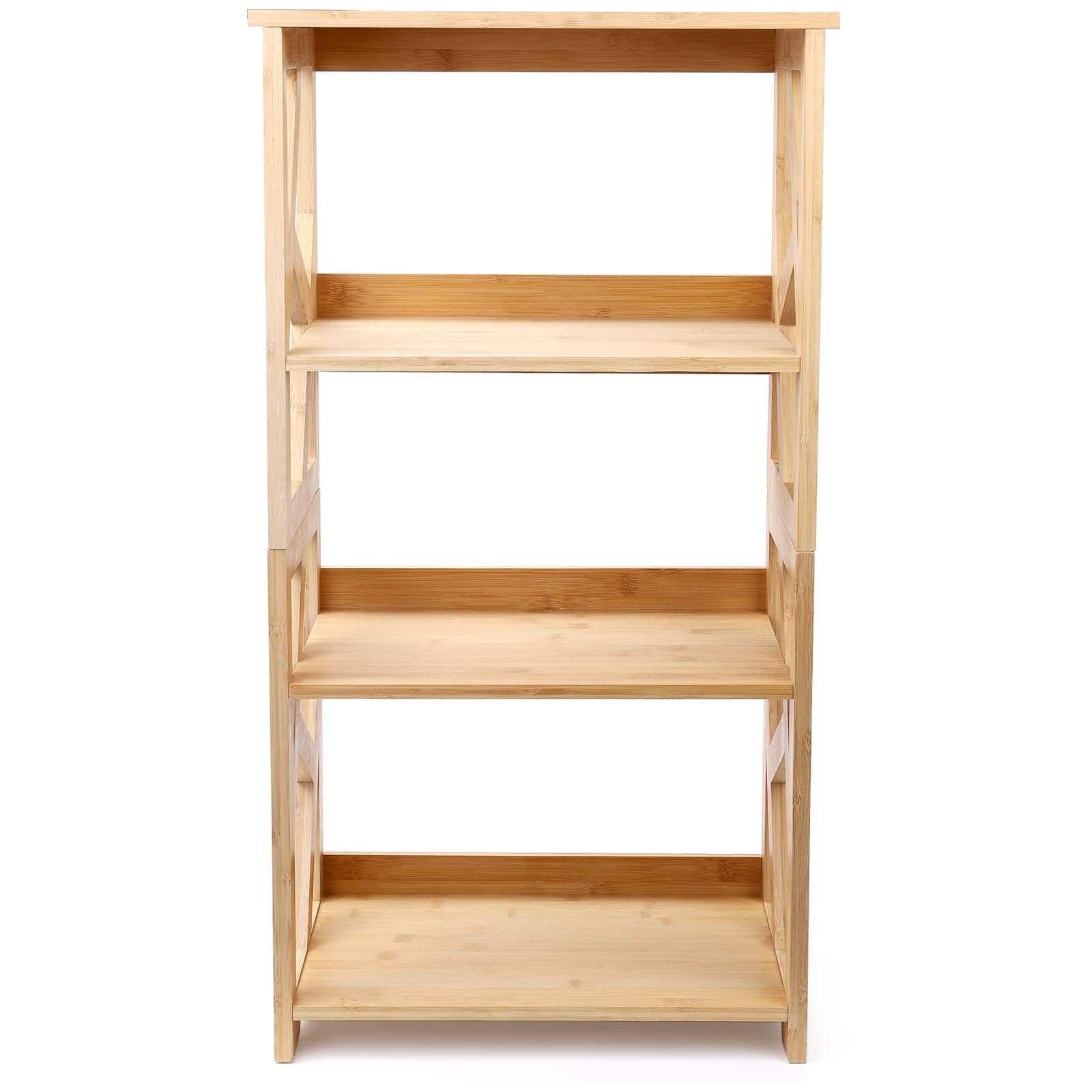 Hedume Bookcase, 3-Tier Open Shelf Bookcase, Small Bamboo Bookshelf, Bamboo Natural Shelving, Book Organizer Storage Open Shelf Rack, Display Shelves for Bedroom, Living Room, Office, Bathroom