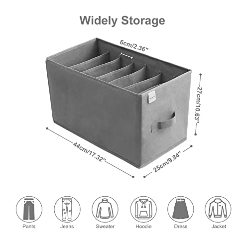 Coorganisers 2 PCS Sweater Wardrobe Clothes Organizer,Washable Clothes Organizer for Folded Clothes with PP Board Handle,7 Grids Closet Organizers and Storage Box for Jeans,Pants,Sweater,Jacket,Shirt