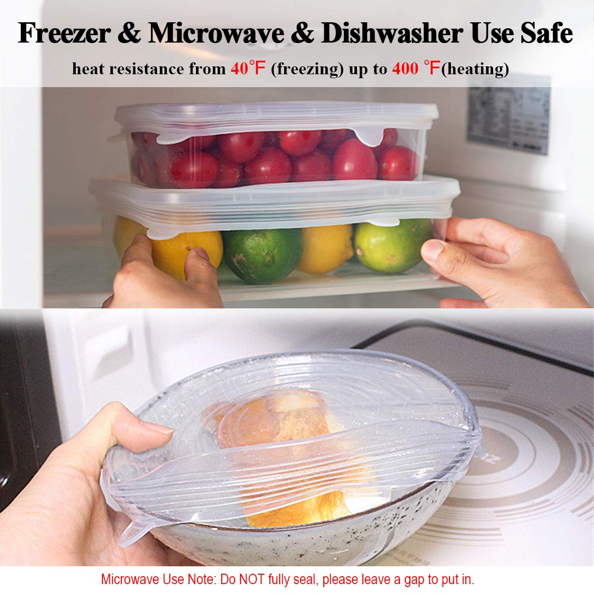 Adpartner 6PCS Rectangle Silicone Lids for Food Storage, Reusable BPA-free Silicone Stretch Lids in 6 Different Sizes to Fit Most Square and Rectangle Containers, Microwave Freezer Dishwasher Use Safe
