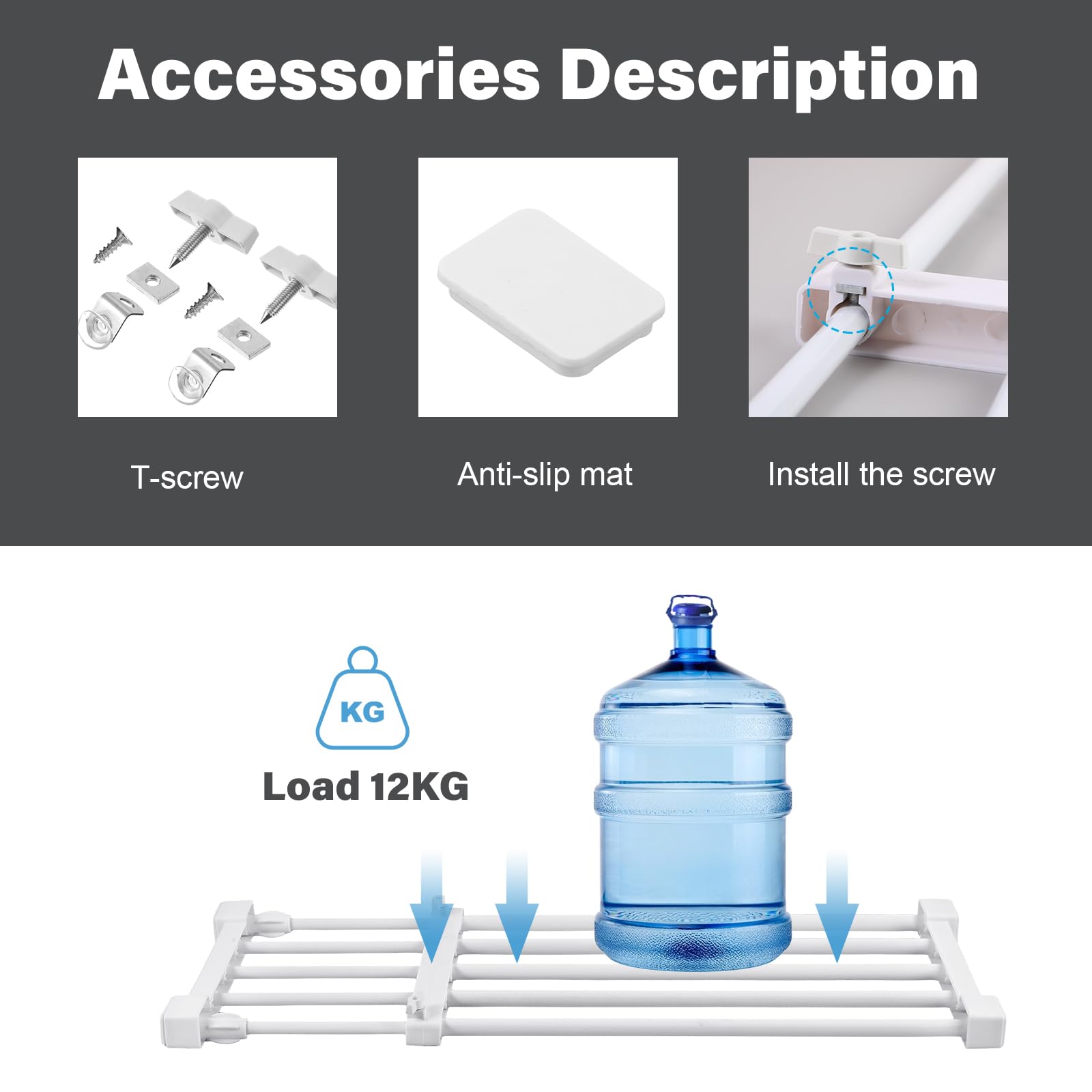 Geetery 4 Pcs Closet Tension Shelf Metal Expandable Closet Shelf Dividers Adjustable DIY Shelf Separators in Closet Tension Rod Storage Rack for Cabinet Kitchen Wardrobe (15''-21.65'' X 9.45'')