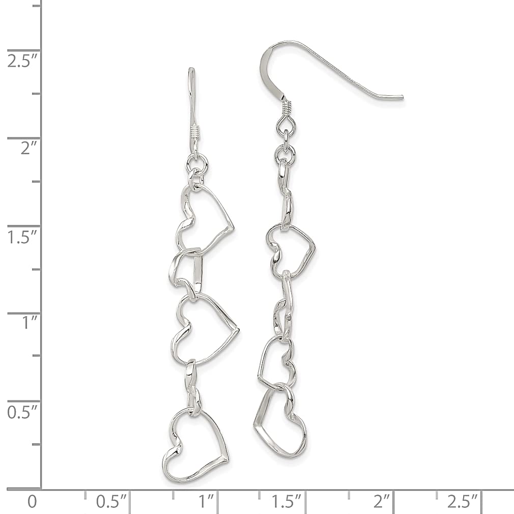 925 Sterling Silver Heart Drop Dangle Shepherd Hook Earrings Love Fine Jewelry For Women Gifts For Her