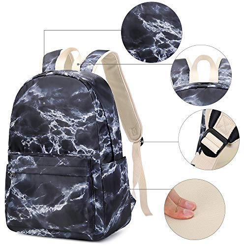 Bluboon School Backpack Teens Girls Boys Kids School Bags Bookbag with Lunch bag pencil pouch (Black)