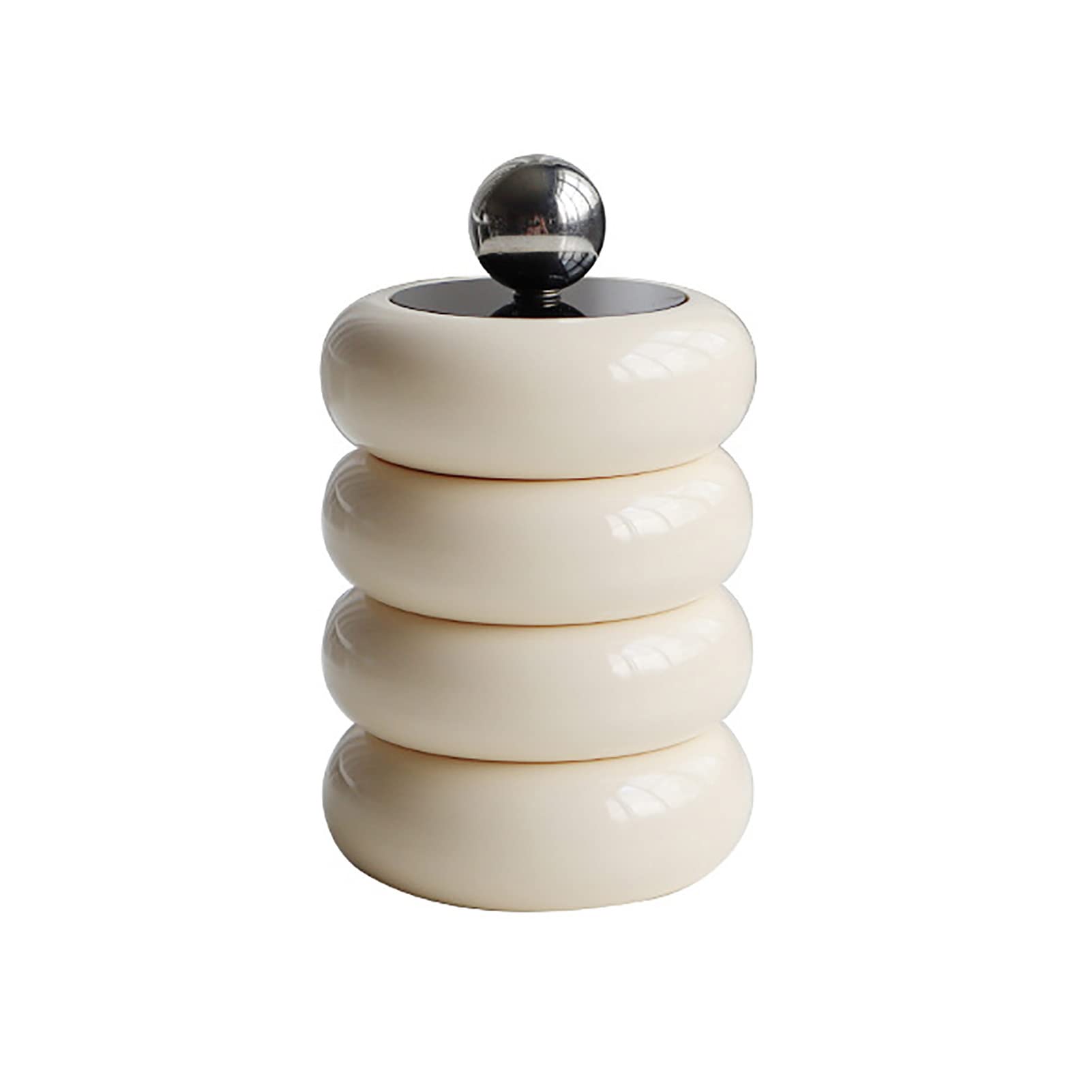 Tissting Qtips Holder Dispenser 7.8 x 12.5 cm White Resin Doughnut Shape Cotton Swab Storage Container with Lid, Qtip Dispenser Jars for Bathroom Vanity