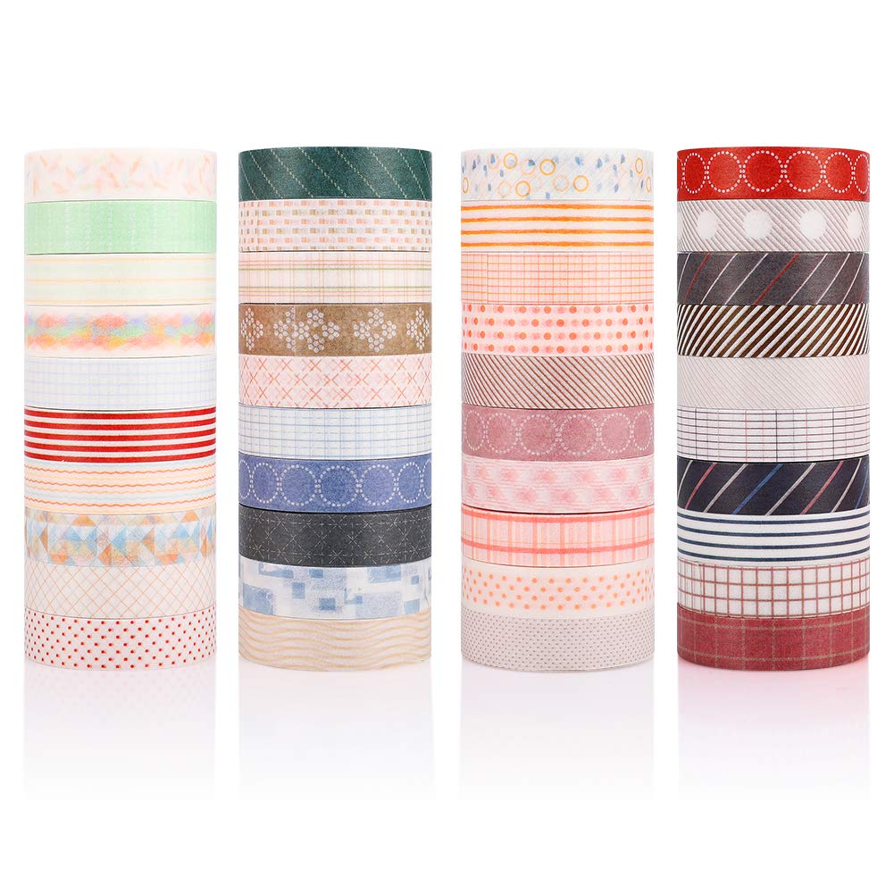 Accmor 40 Rolls Washi Tape Set, Decorative Washi Masking Tape for Scrapbooking, Bullet Journals, Planners, Gift Wrapping,DIY Decor and Craft Supplies