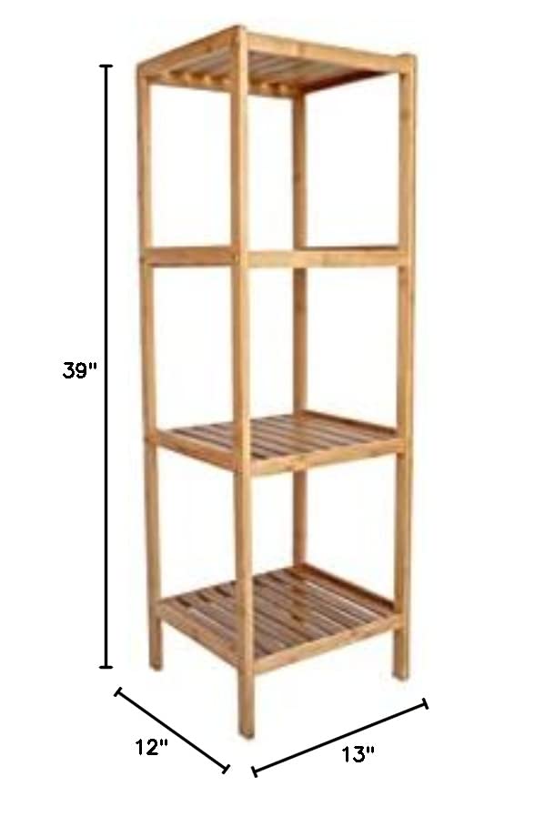 Proman Products Horizon 4-Tier Bamboo Shelf ST36722, Natural 39" H x 21" W x 12" D