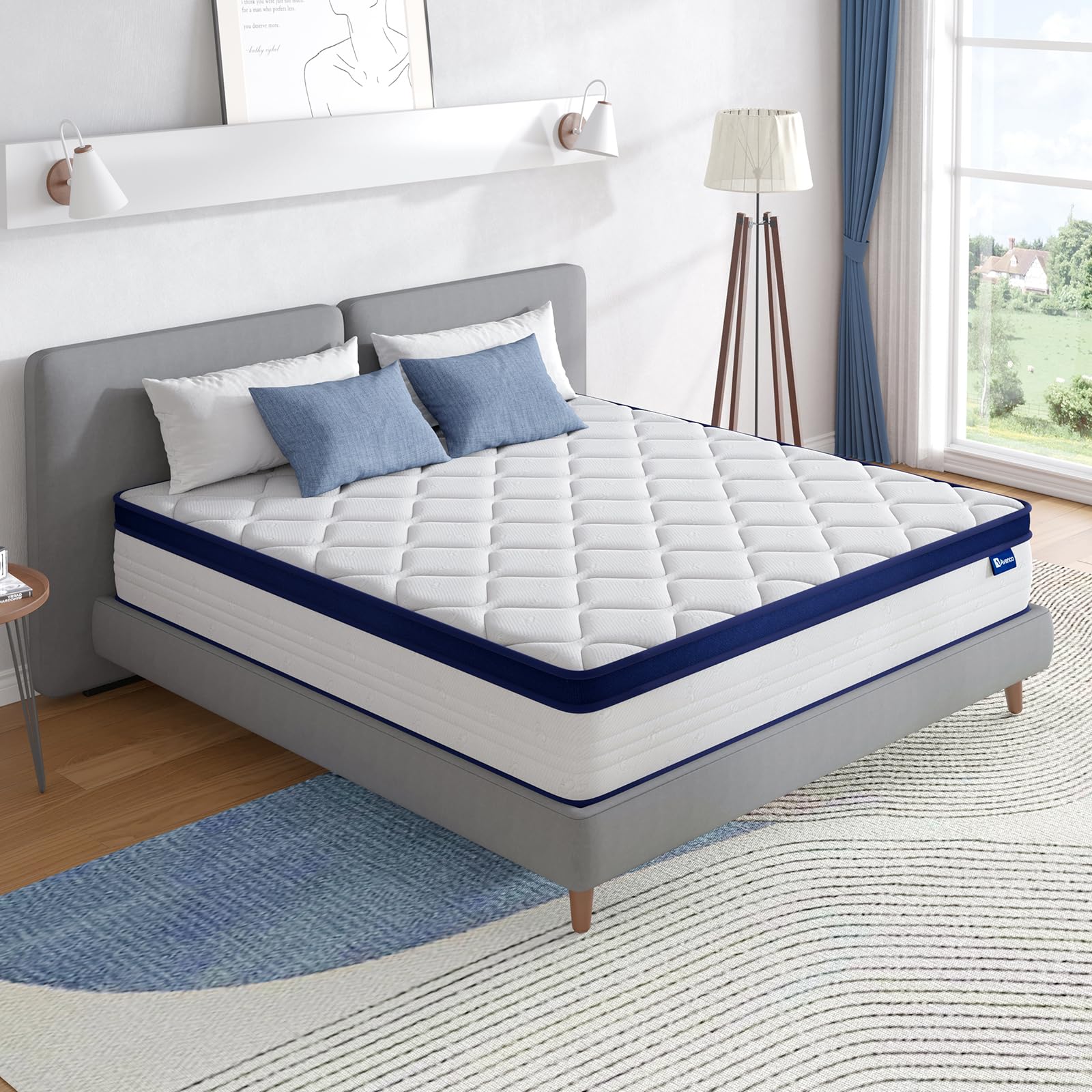 Avenco Queen 10 Inch Hybrid Mattress, Medium Plush, Pressure Relief, Motion Isolation, CertiPUR-US Certified