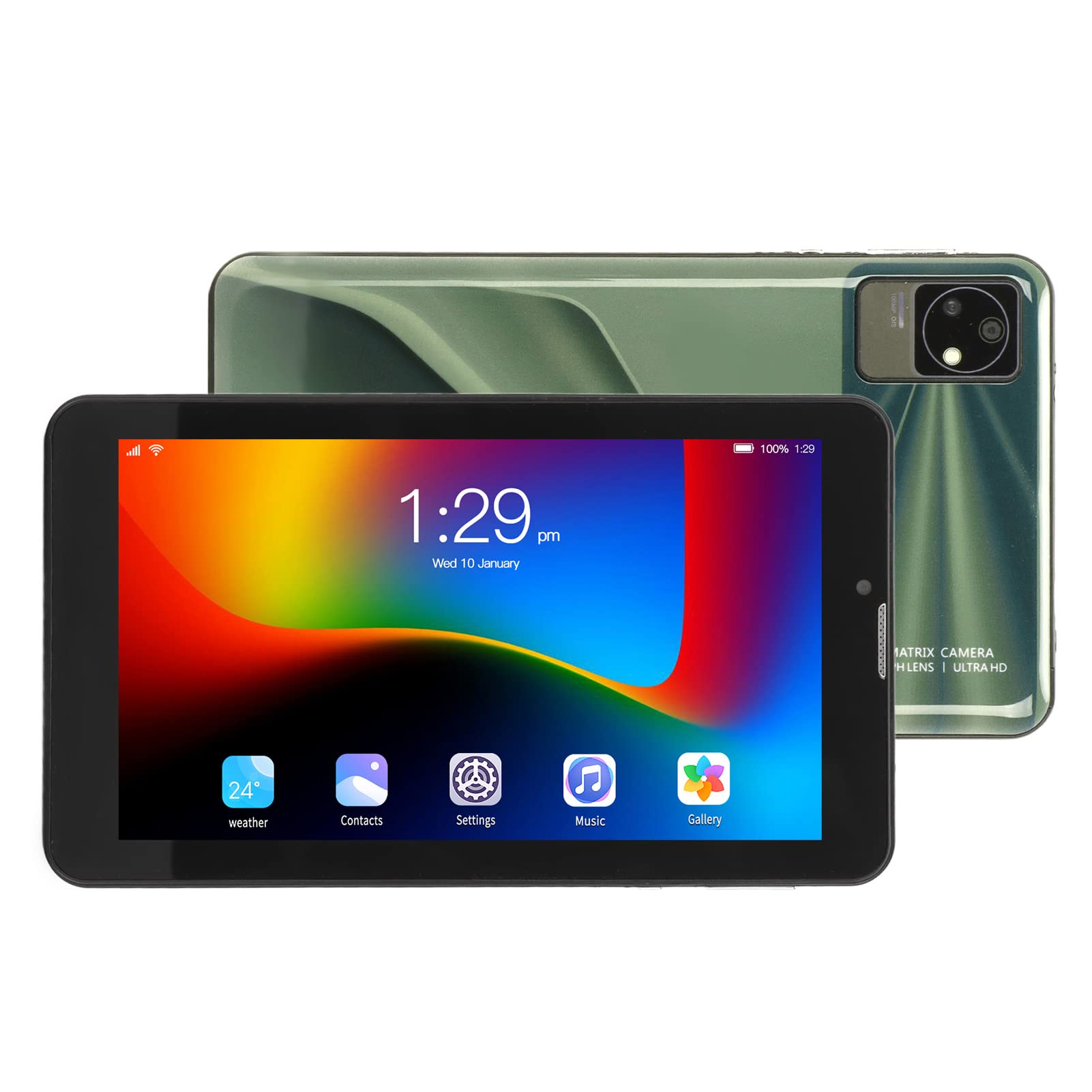 7 Inch Calling Tablet, 4GB 32GB Green Expandable Up to 128GB HD Tablet 100-240V for Android 10.0 for Playing Games (US Plug)